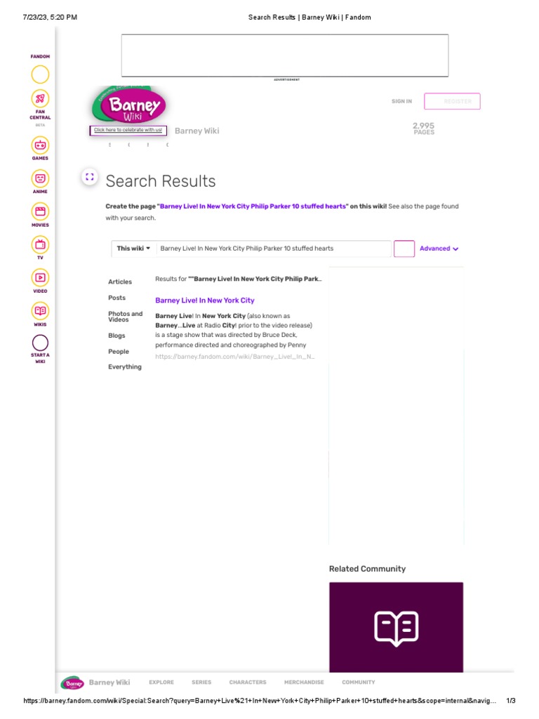 Search Results - Barney Wiki - Fandom | PDF | Wiki | Cyberspace