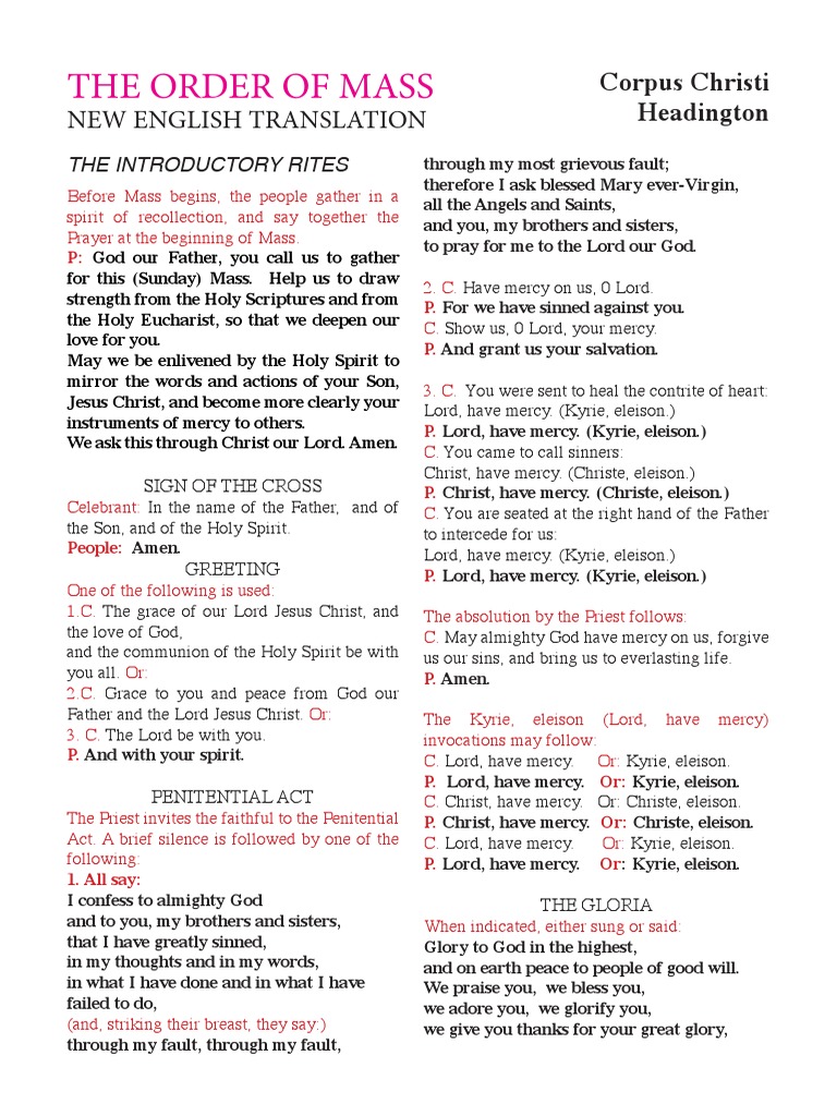 Order of Mass With Opening Prayer | PDF | Eucharist | Lord's Prayer