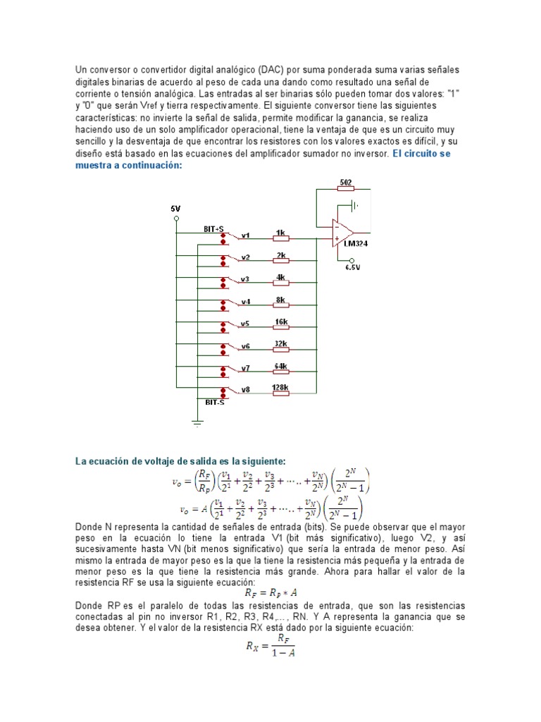 DAC por Suma Ponderada: Diseño y Ejemplos | PDF | Convertidor digital a ...