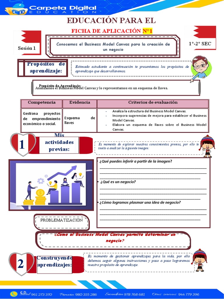 1°-2° Ficha de Aplicación-Sesión1-Sem.1-Exp.4-Educacion para El Trabajo | Descargar gratis PDF ...