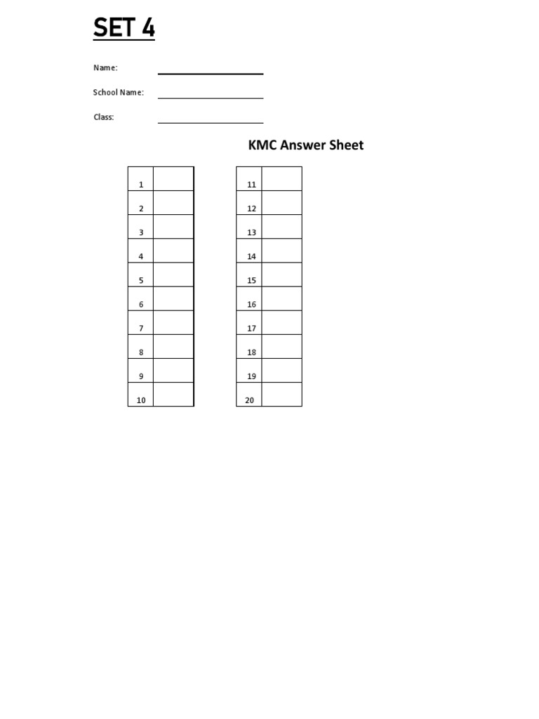 KMC Pre Ecolier Set 4 | PDF