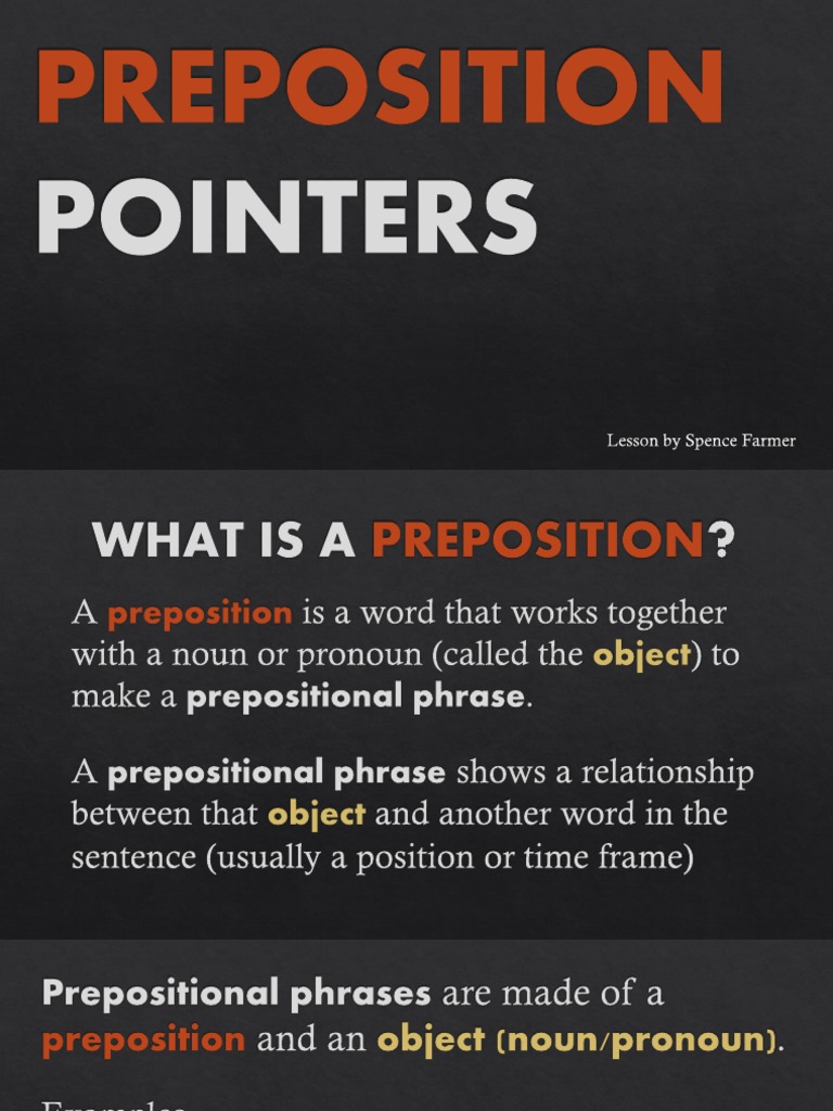 Preposition Pointers - Grammar Lesson | PDF Preposition Pointers - Grammar Lesson | PDF