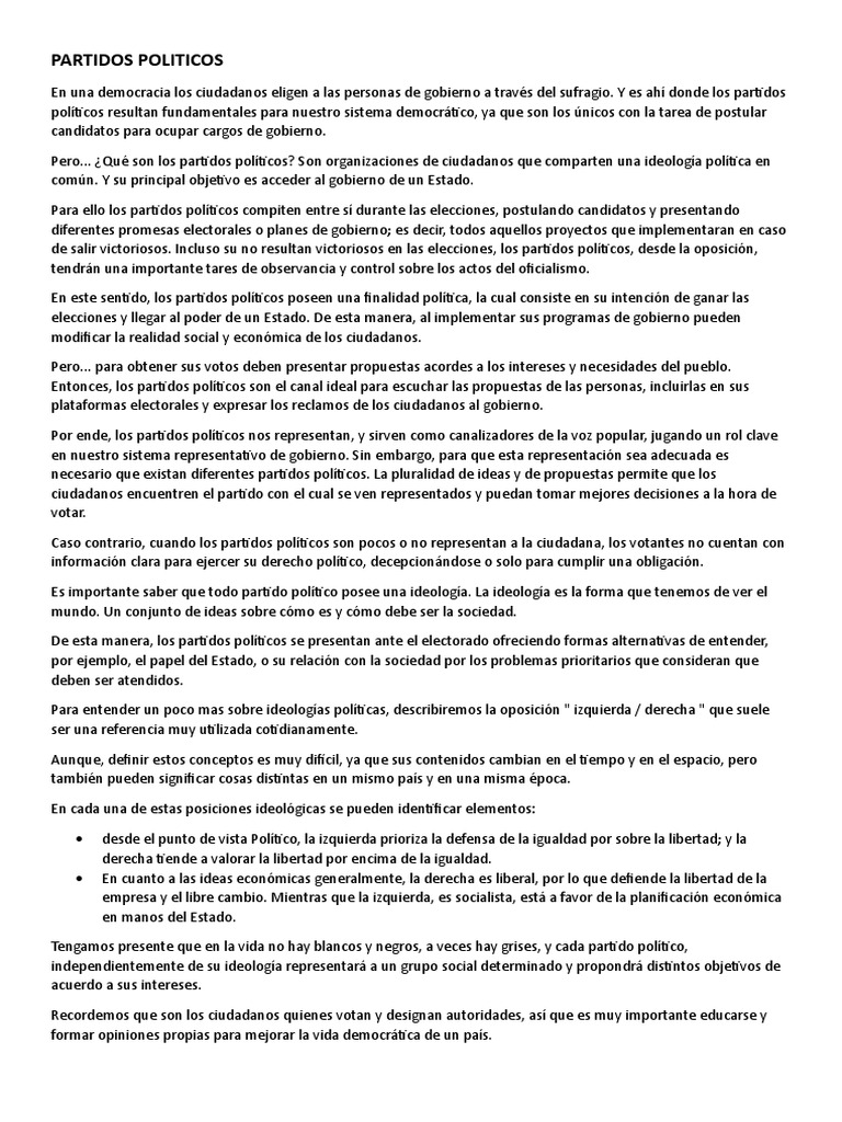 Guía de Partidos Políticos y Democracia | PDF | Partidos políticos ...