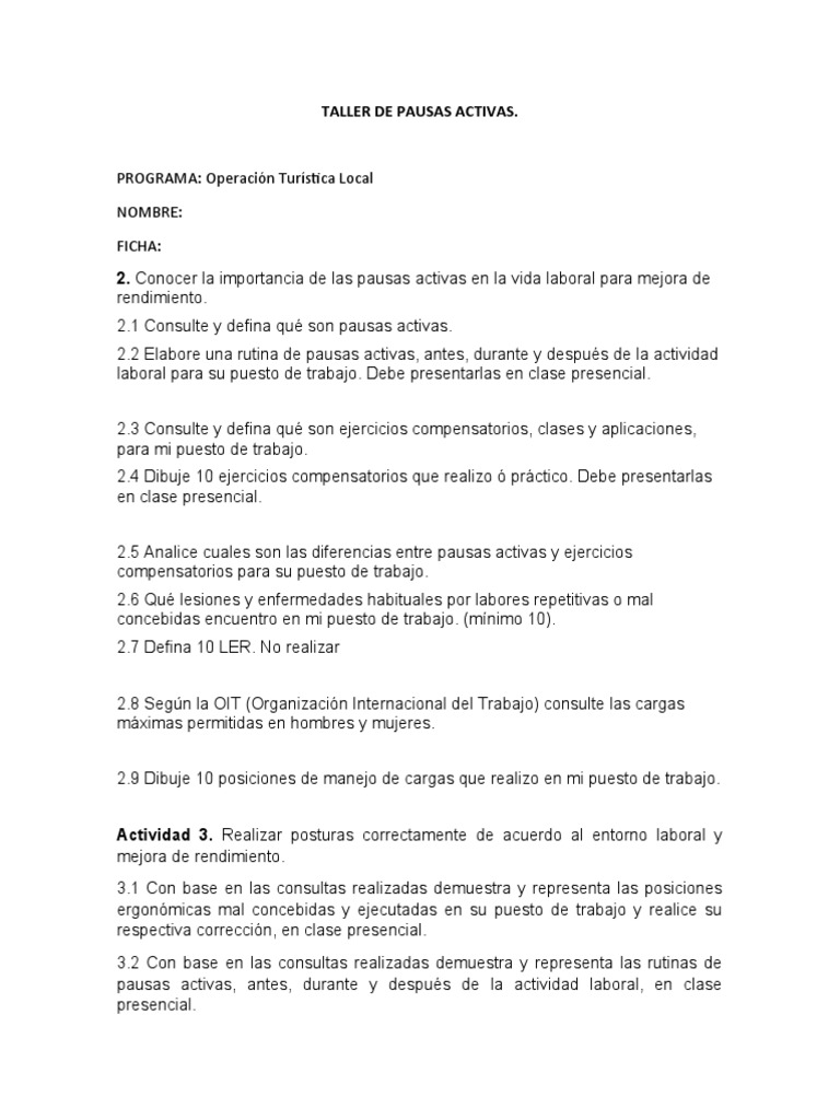 Importancia de Pausas Activas Laborales | PDF | Crecimiento personal y ...