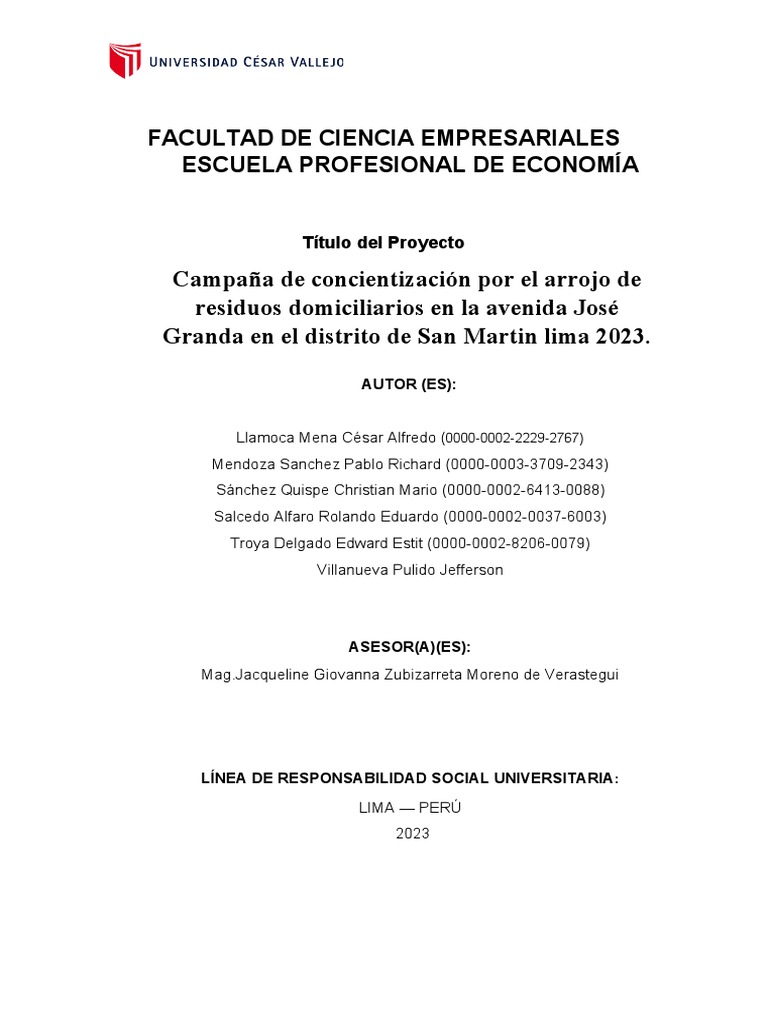Esquema Basico de Proyecto de Ayuda A La Comunidad | PDF | Residuos | Contaminación