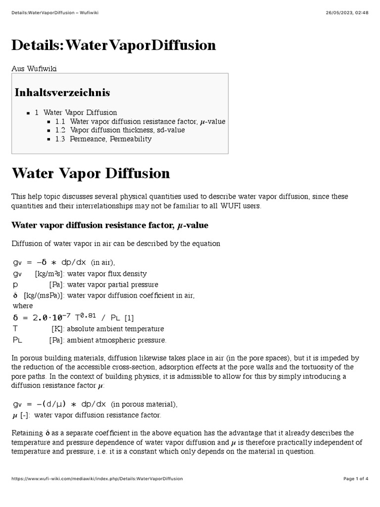 Water Vapor Diffusion Guide | PDF | Diffusion | Electrical Resistance And Conductance