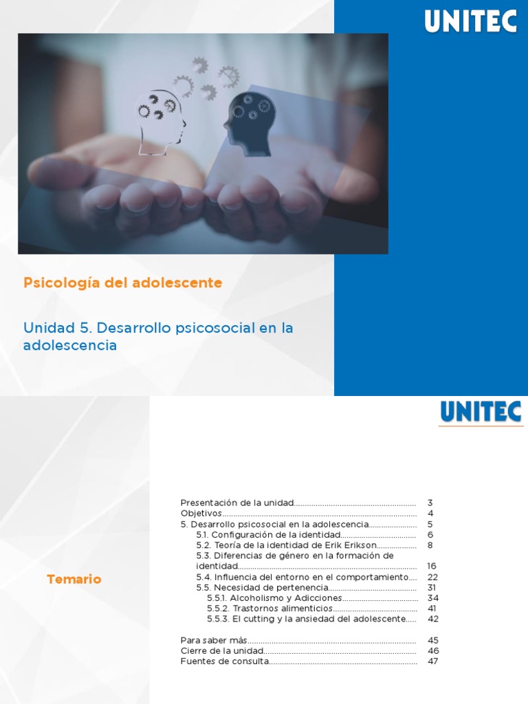 Unidad 5. Desarrollo Psicosocial en La Adolescencia | PDF | Adolescencia | Adultos