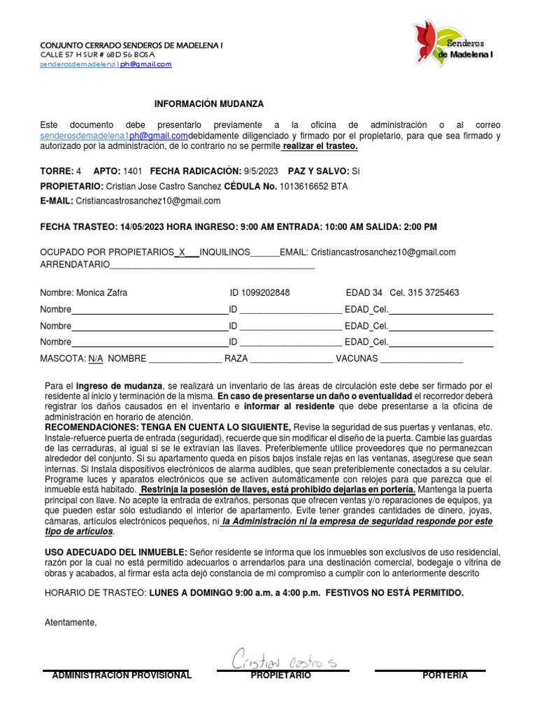 Formato Mudanza | PDF