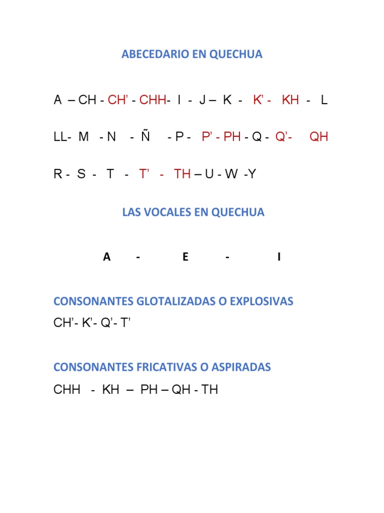 Abecedario en Quechua | PDF