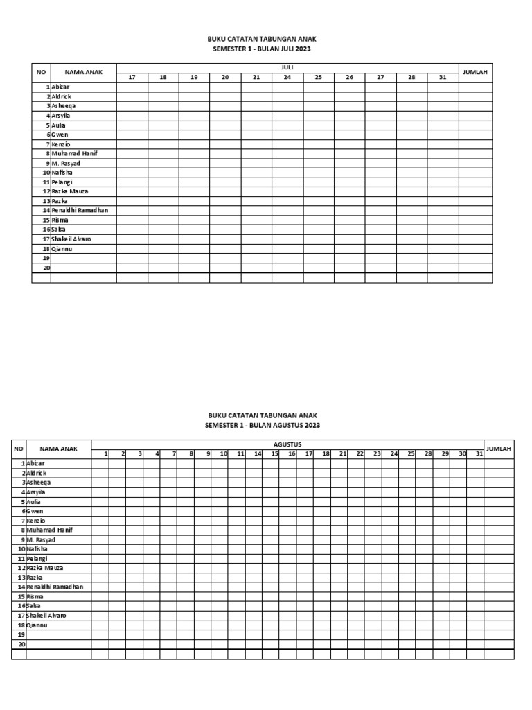 Rekap Buku Tabungan | PDF