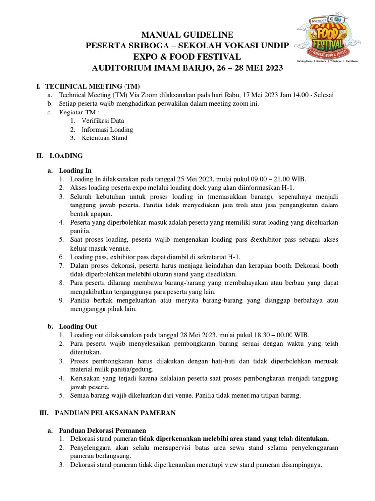 6.1. Final Guideline Peserta Tenant Food Fest - Final | PDF | Griya & Taman