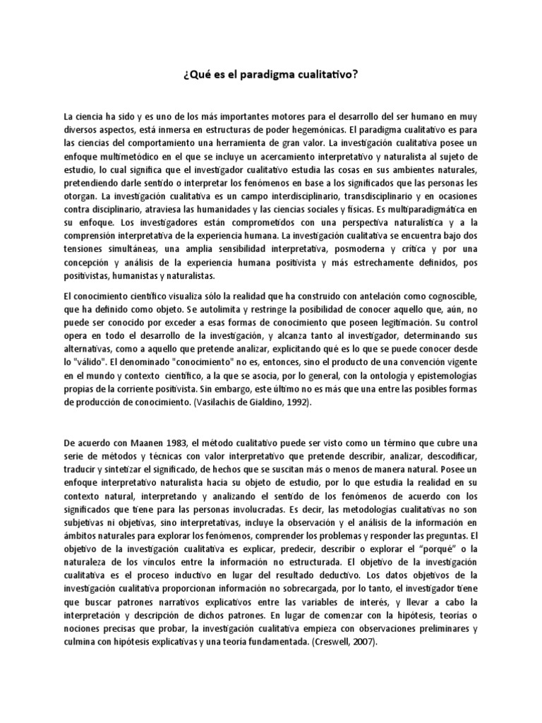 Qué Es El Paradigma Cualitativo | PDF | Investigación cualitativa ... Qué Es El Paradigma Cualitativo | PDF | Investigación cualitativa ...