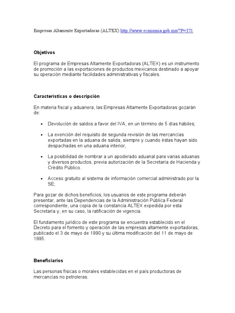 ALTEX - Empresas Altamente As | PDF | aduana | El comercio internacional
