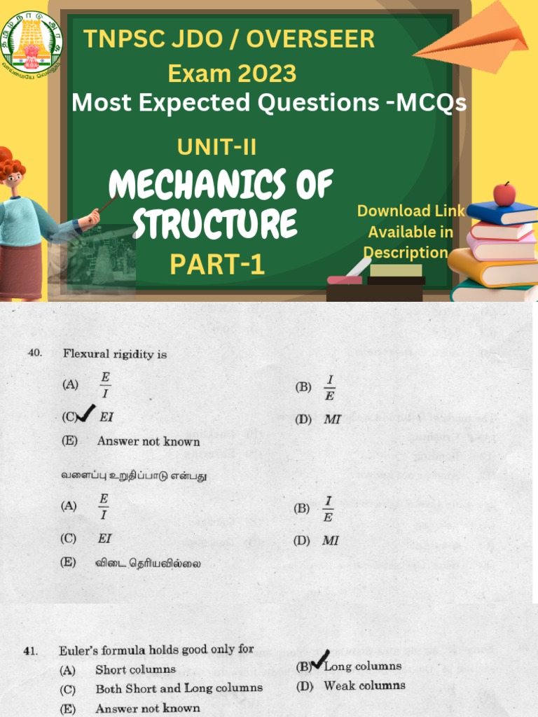 Mechanics of Structures MCQs | PDF