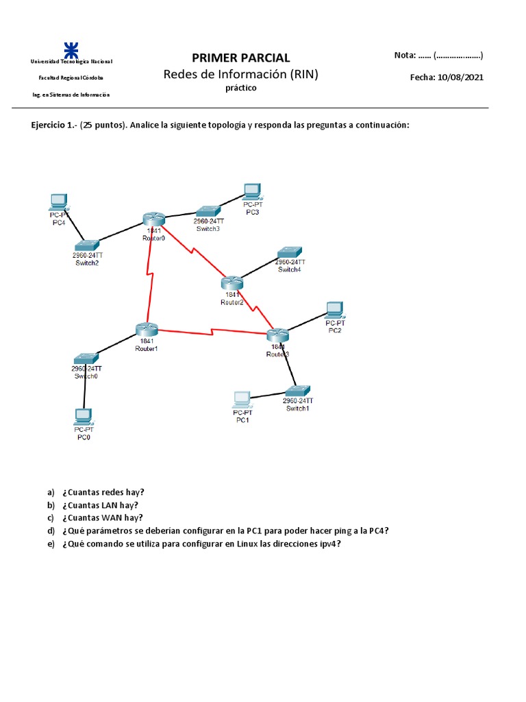 Primer Parcial Practico | PDF | Dirección IP | Protocolos de capa de red