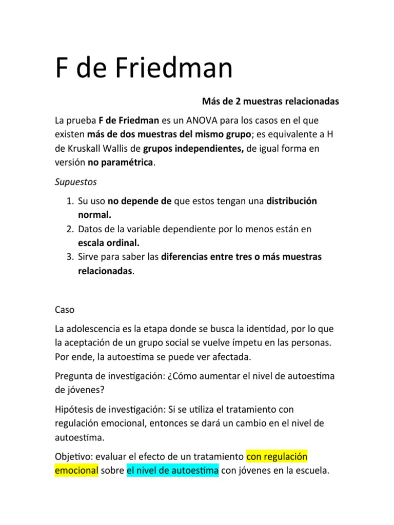 Prueba ANOVA de Friedman | PDF | Ciencia y matemática