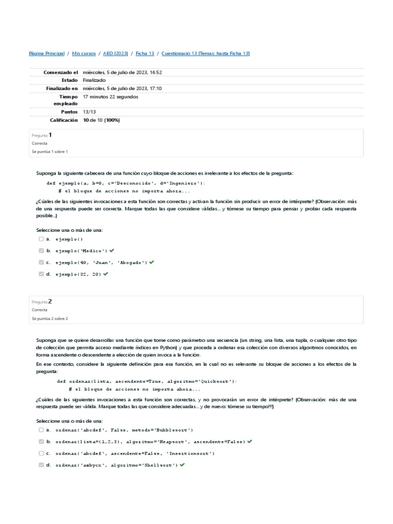 Cuestionario 13 - AED | PDF | Python (lenguaje de programación) | Archivo de computadora