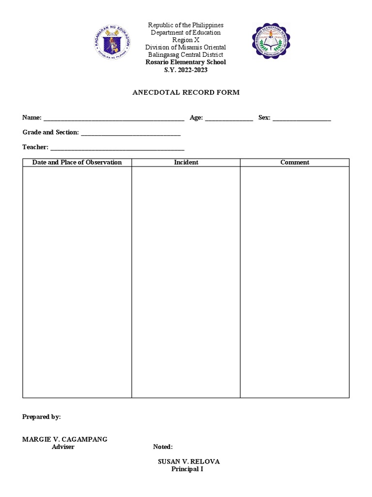 Anecdotal Record | PDF