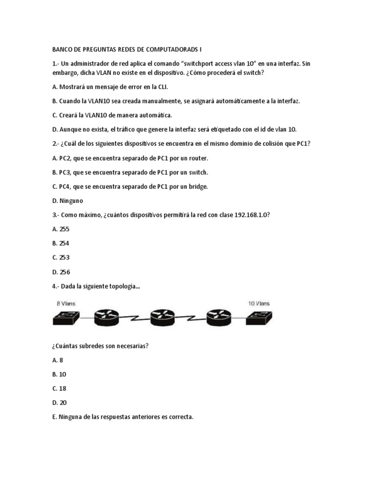 Banco de Preguntas Examen Final - Redes de Computadorads I | PDF | Dirección IP | Computación en ...