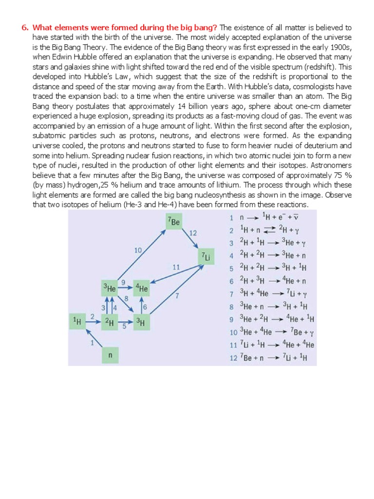 What Elements Were Formed During The Big Bang | PDF | Big Bang ...