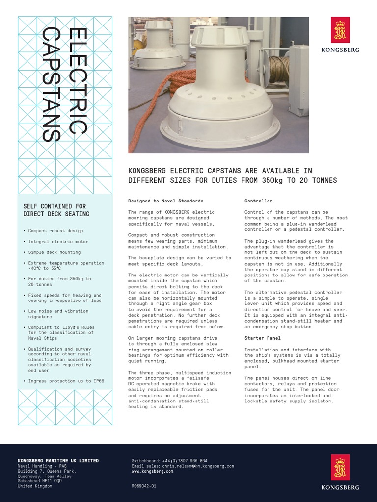 Naval Electric Capstan Solutions | PDF | Electric Motor | Deck (Ship)