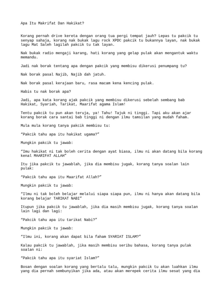 Apa Itu Makrifat Dan Hakikat | PDF