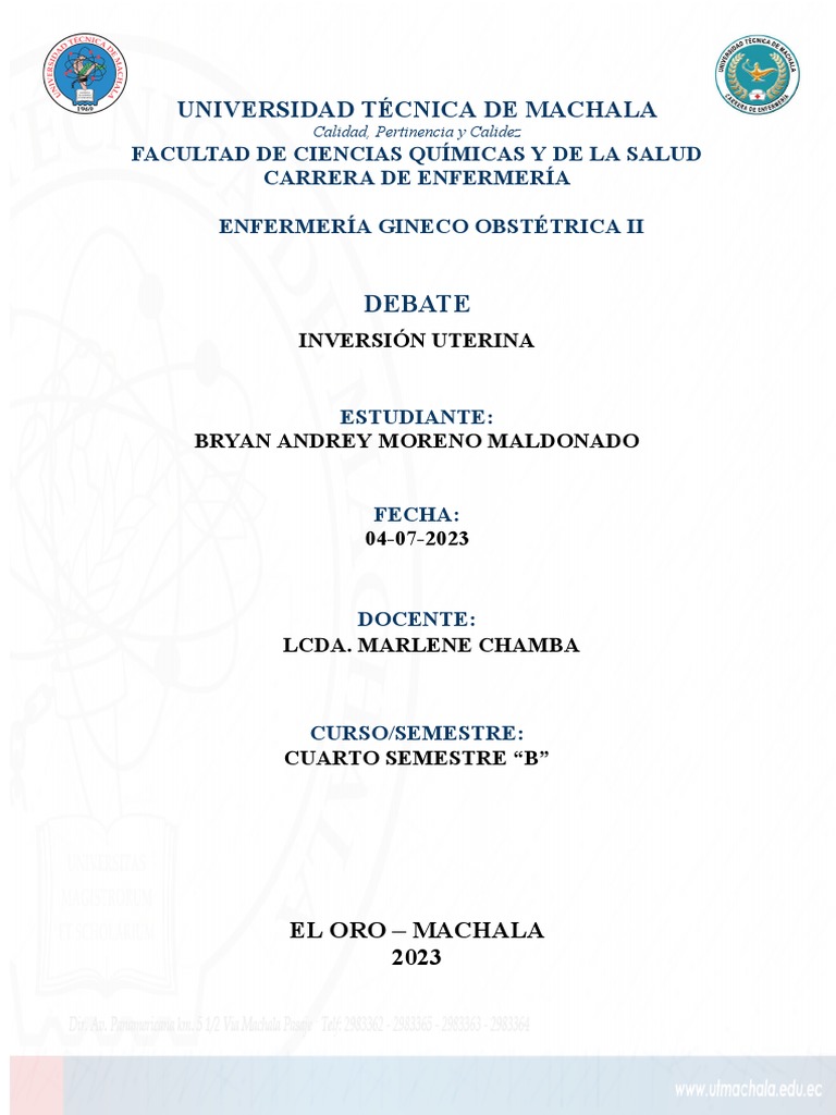 Inversión Uterina: Cuidados y Manejo | PDF | Parto | Placenta