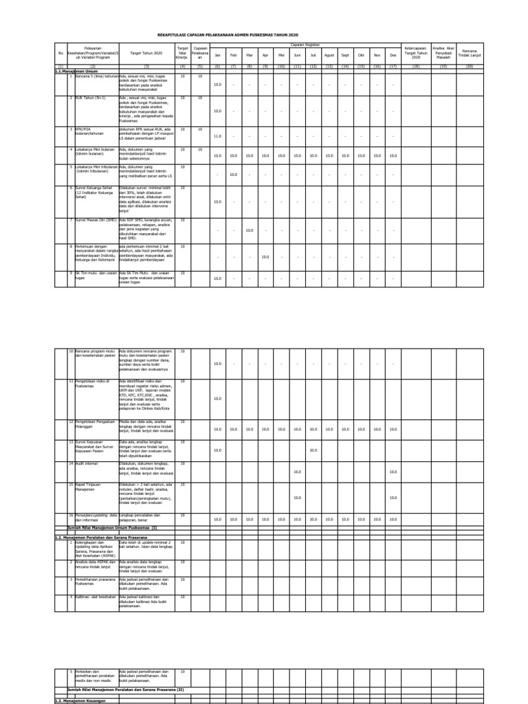 Rekap Bulanan Data Capaian - Tahun 2021 | PDF