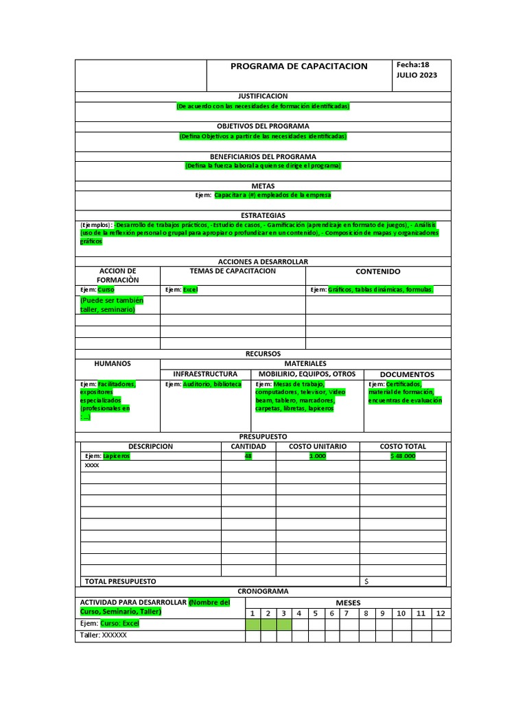 Anexo Programa de Capacitacion | PDF | Aprendizaje