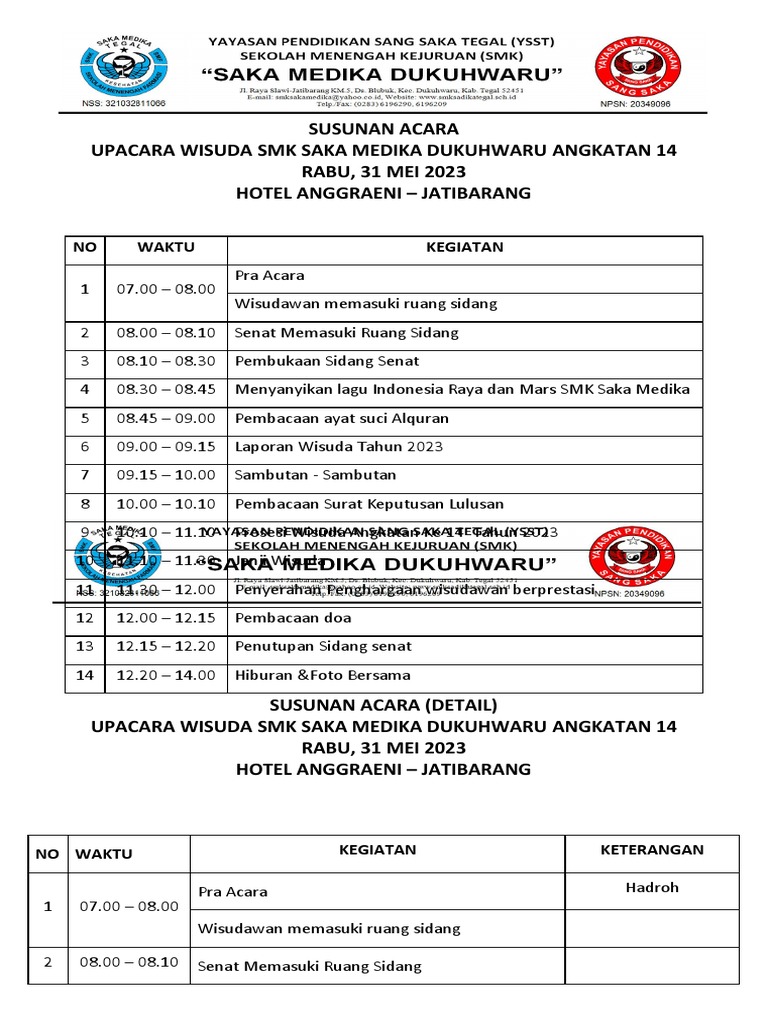 Susunan Acara Graduation Ceremony 2023 | PDF