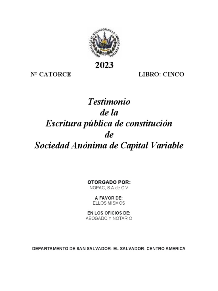 Modelo de Escritura de Constitucion | PDF | Junta Directiva | Compartir (Finanzas)