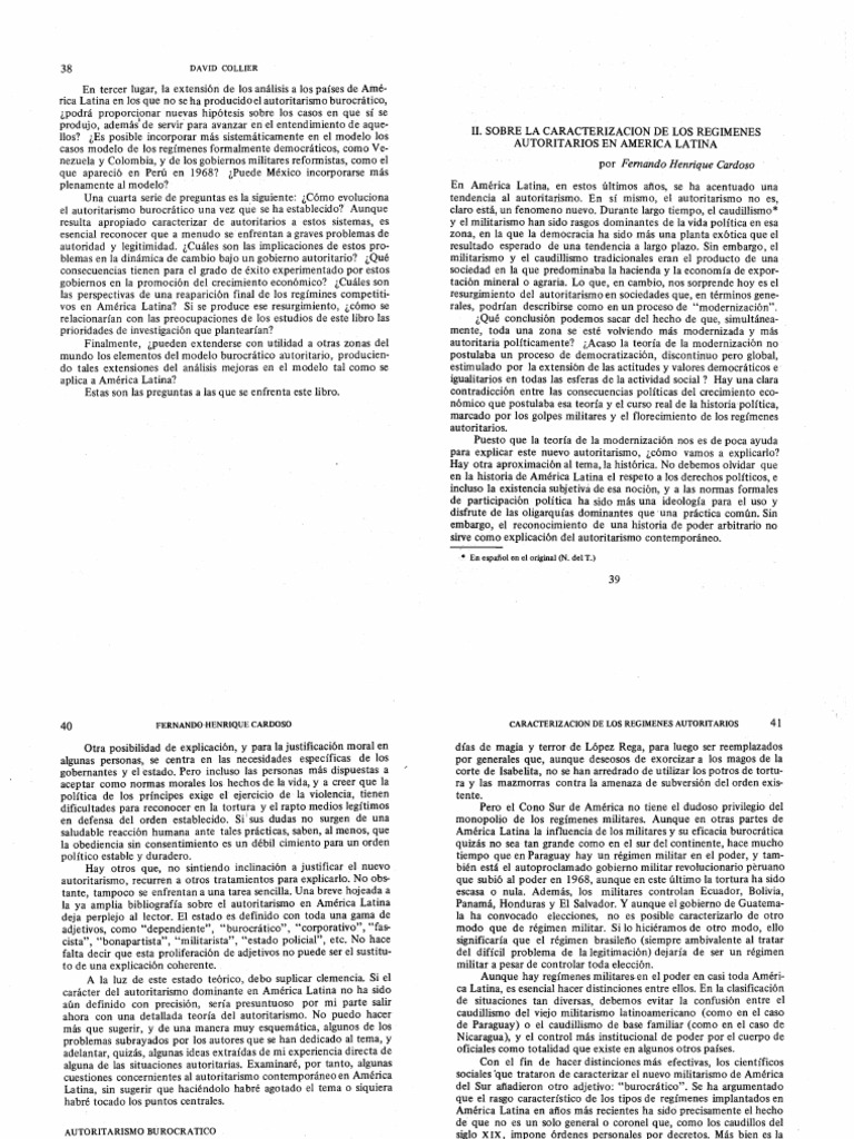 Sobre La Caracterización de Los Regímenes Autoritarios en América ...