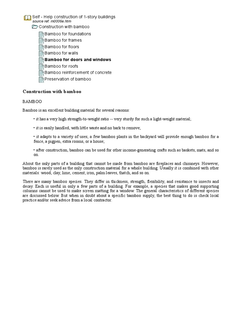 Bamboo Construction Guide | PDF | Bamboo | Roof