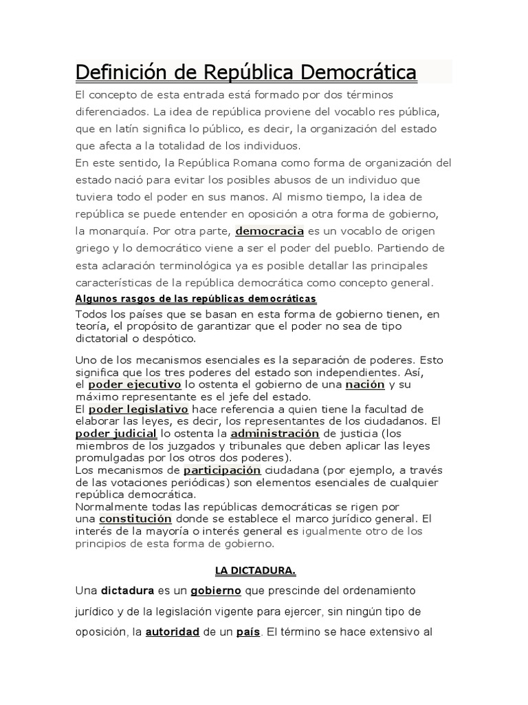 Definición de República Democrática | PDF | República | Democracia