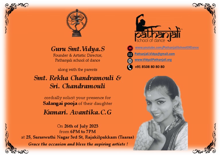 Salangai Pooja Invitation for Avantika C.G. | PDF