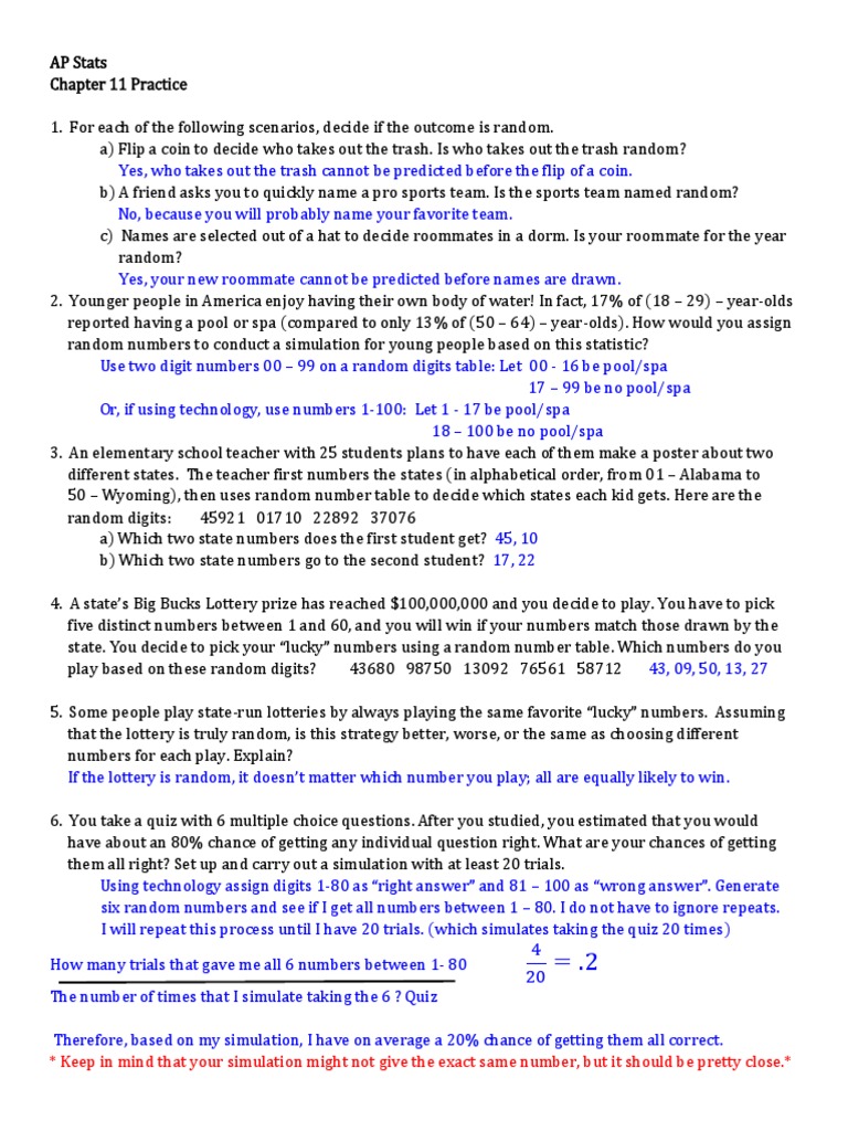 Bvd6e Ch11 Practicekey 981010545 Pdf Lottery