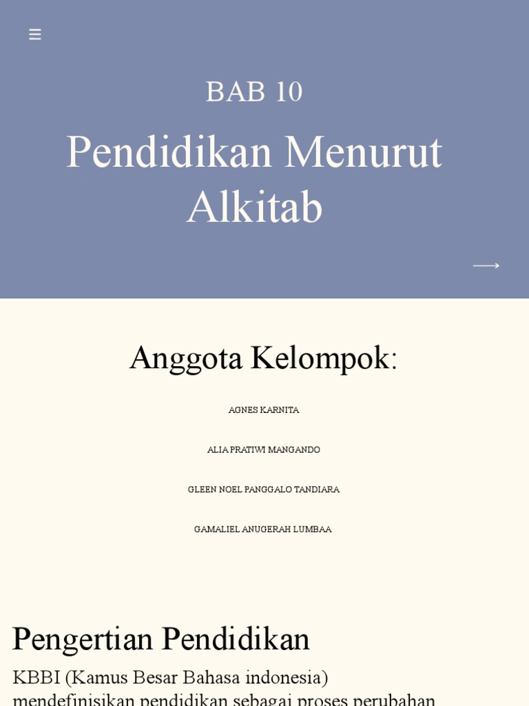 Pendidikan Menurut Alkitab Bab 10 | PDF