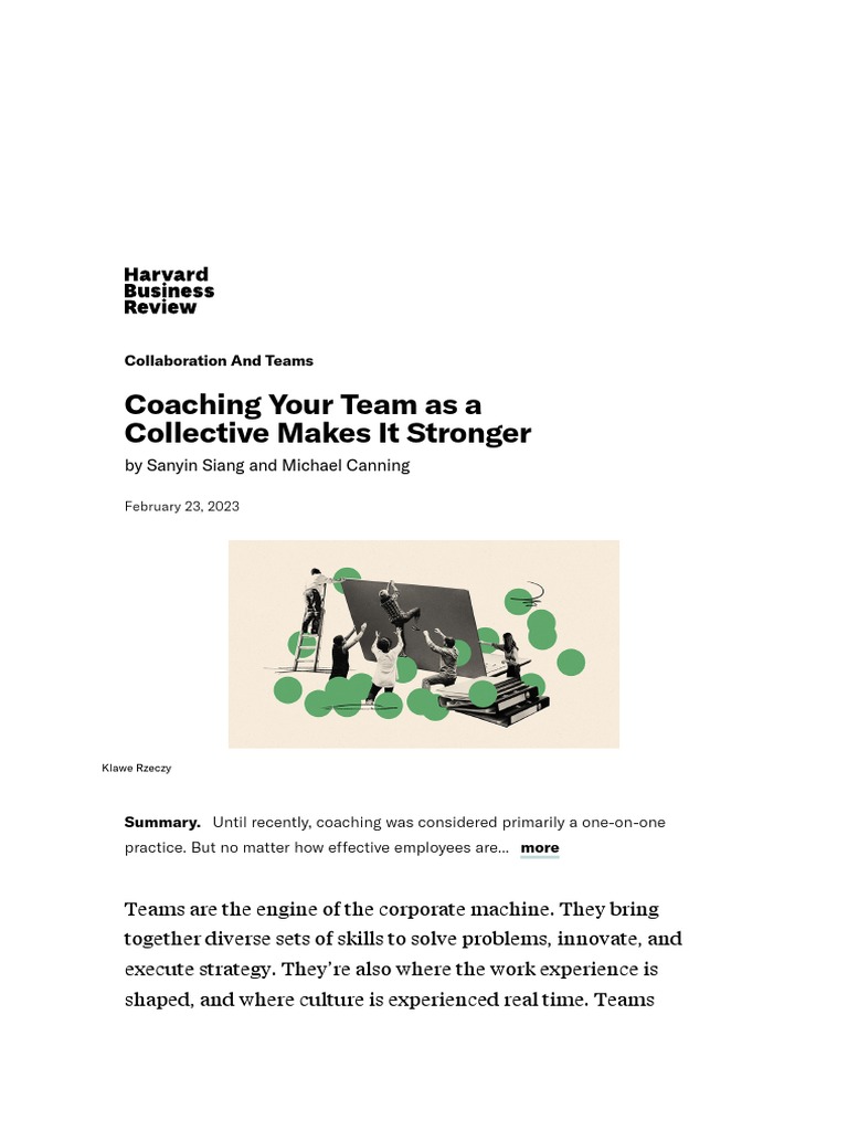 Coaching Your Team As A Collective Makes It Stronger | PDF | Cognition ...