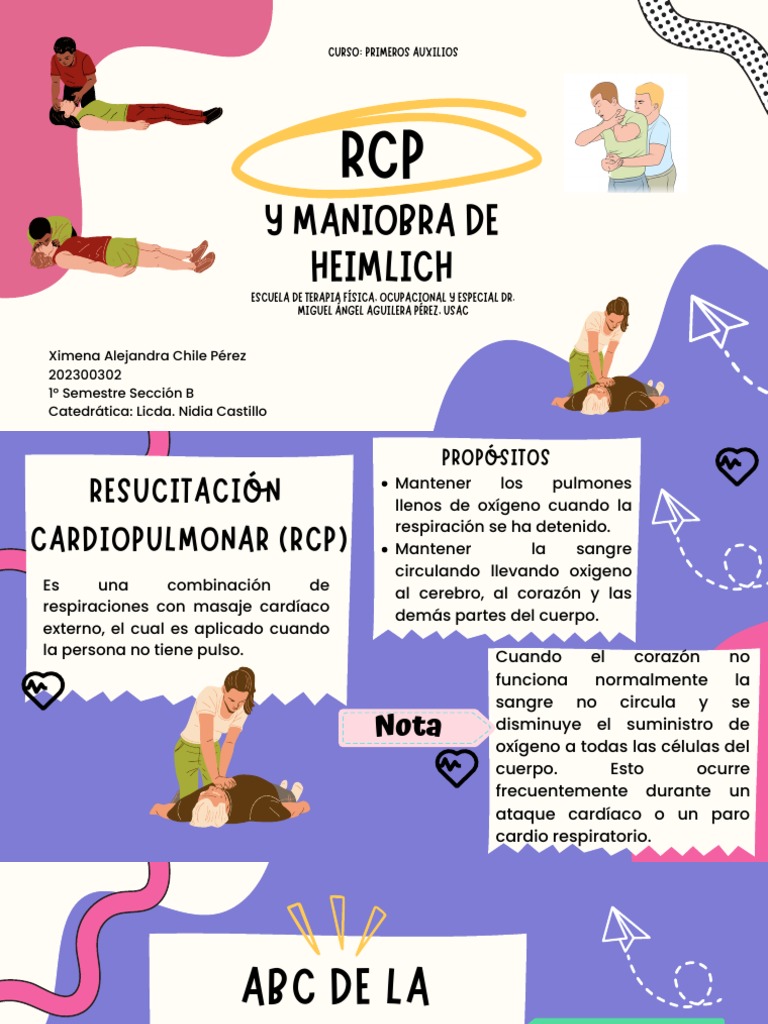 RCP y Maniobra de Heimlich: Guía Básica | PDF | Reanimación ...