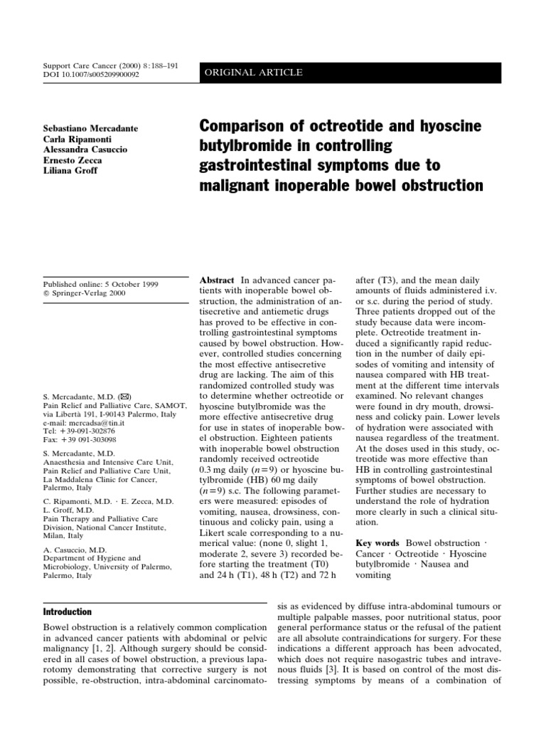 Comparison of Octreotide and Hyoscine in Controlling Gastrointestinal ...