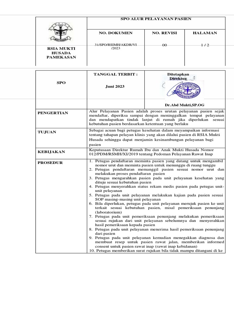 Akp 2.1 Ep 1 Sop Alur Pasein | PDF