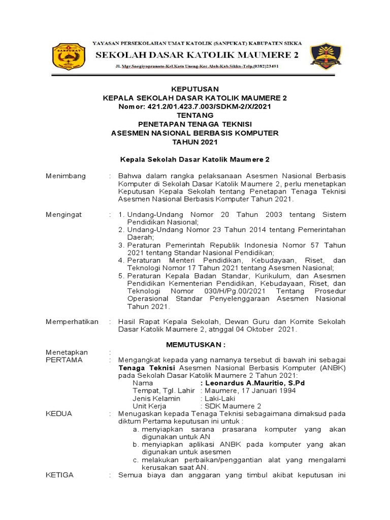 SK Teknisi Anbk | PDF