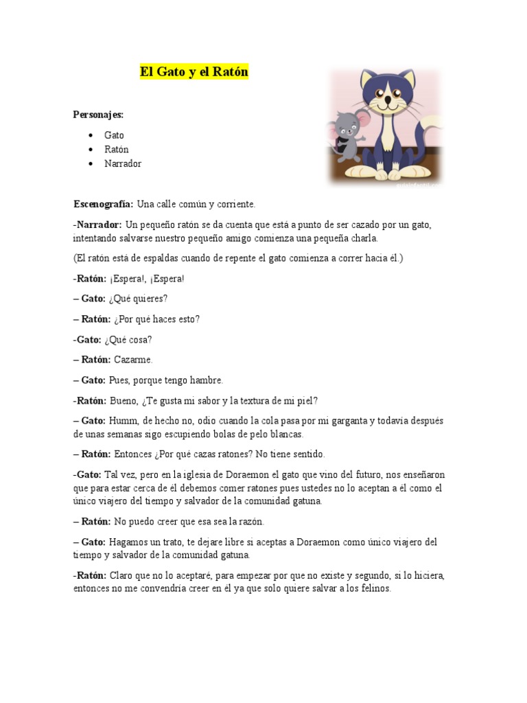 El Gato y El Ratón - GUION | PDF | Hogar, jardinería y bricolaje ...