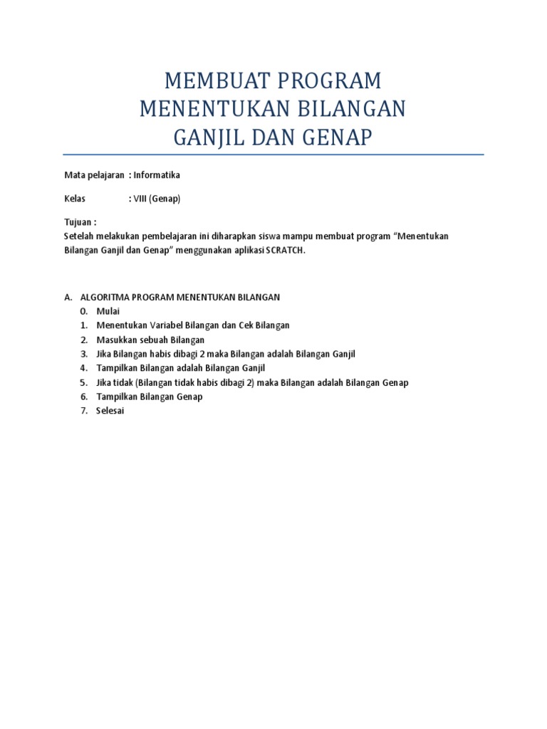 Membuat Program Menentukan Bil Ganjil Dan Genap | PDF