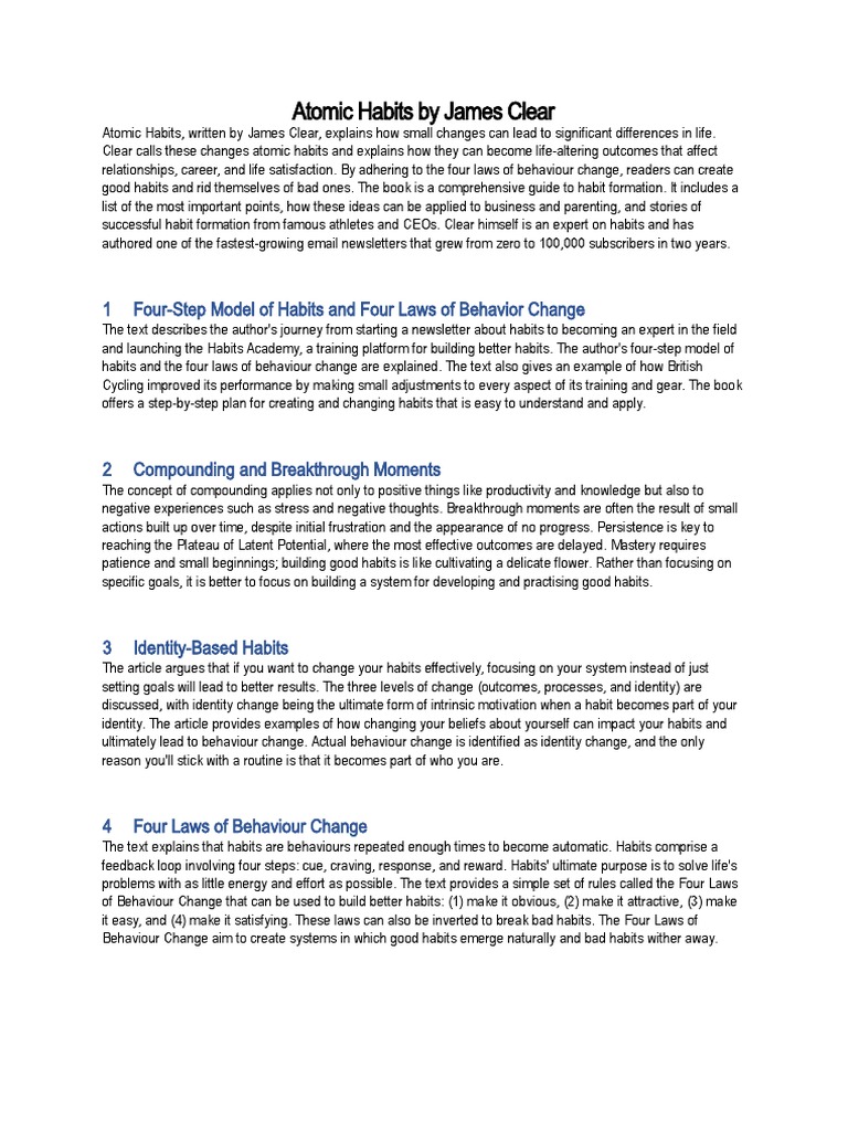 Atomic Habits by James Clear | PDF | Habits | Behavior