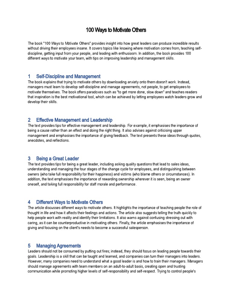 100 Ways To Motivate Others | PDF | Motivational | Motivation