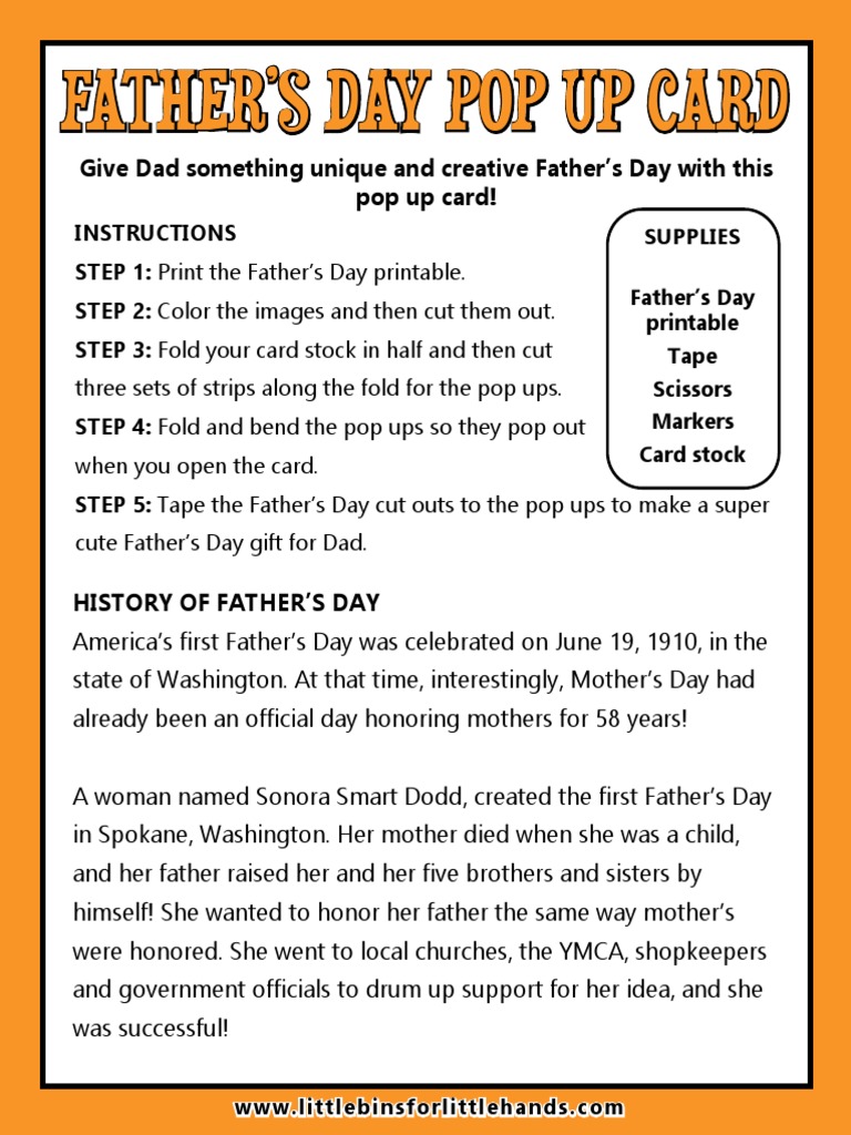 Creative Father's Day Pop Up Card | PDF