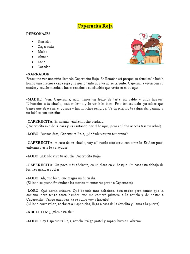 Guion Teatral | PDF | Caperucita Roja