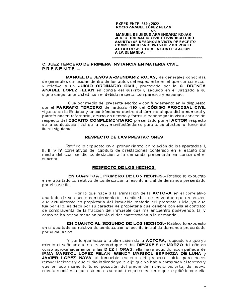 Desahogo Vista Esc Complementario | PDF | Justicia | Crimen y violencia