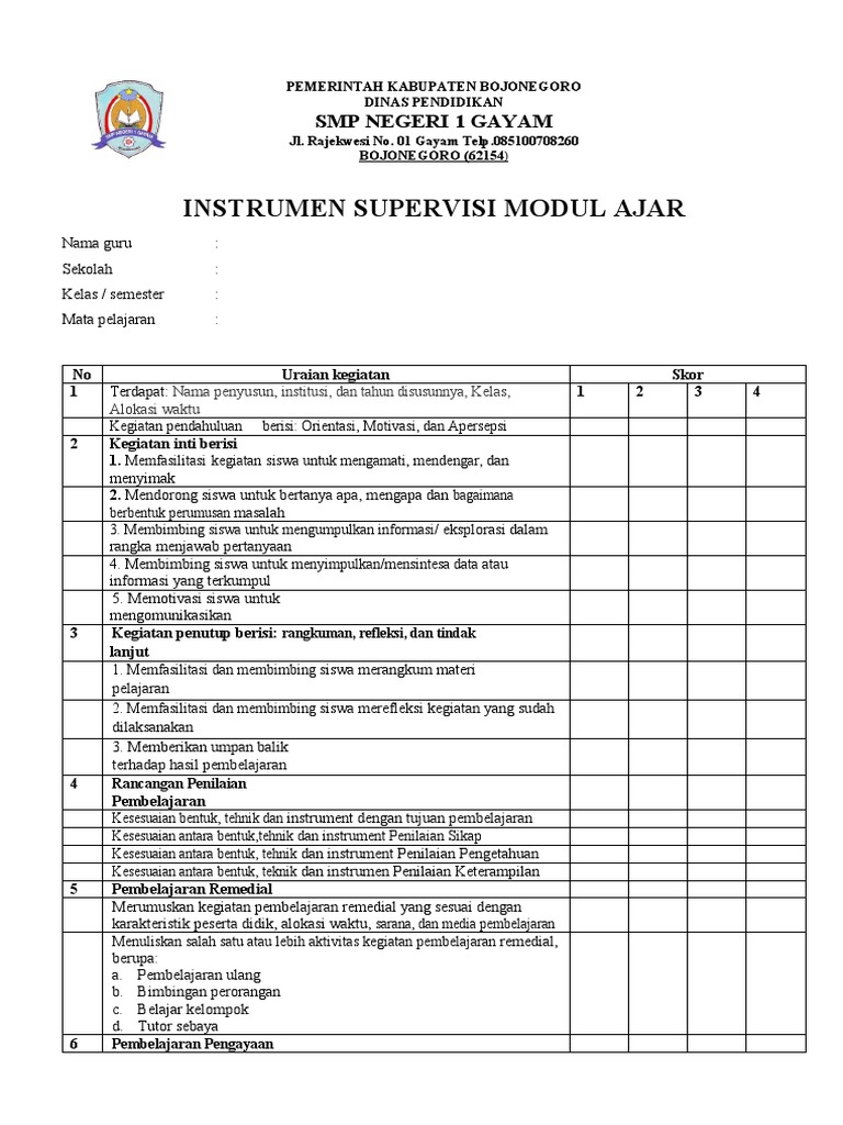 Instrumen Supervisi Baru | PDF